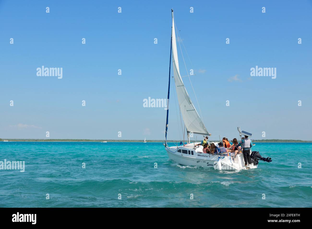 Mexico, state of Quintana Roo, Riviera Maya, Bacalar, boats and ...