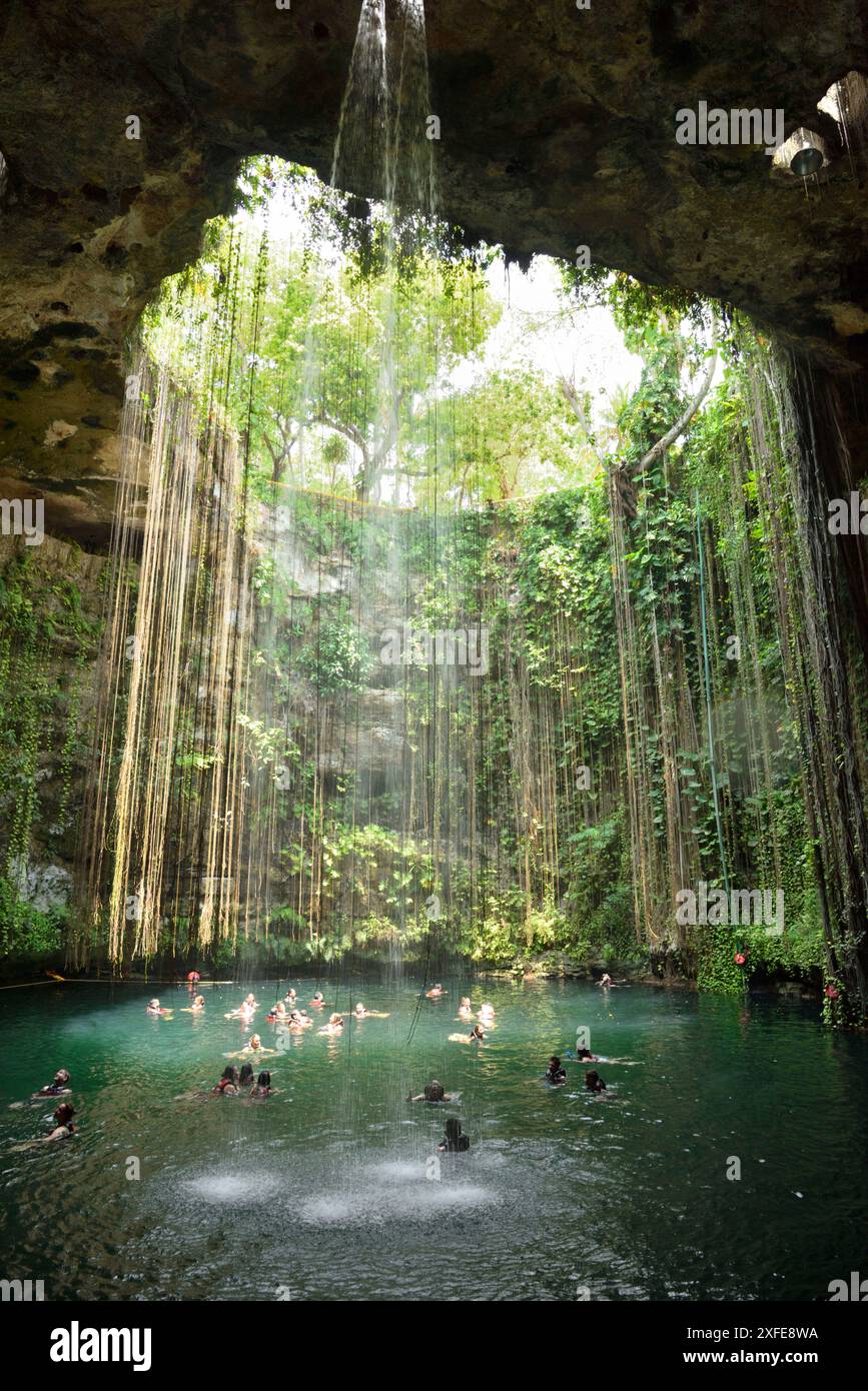Mexico, Yucatan State, Ik Kil Eco-Archaeological Park, Ik-Kil Cenote or ...