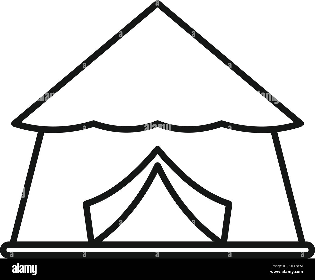 Simple line drawing of a camping tent, symbolizing outdoor exploration ...