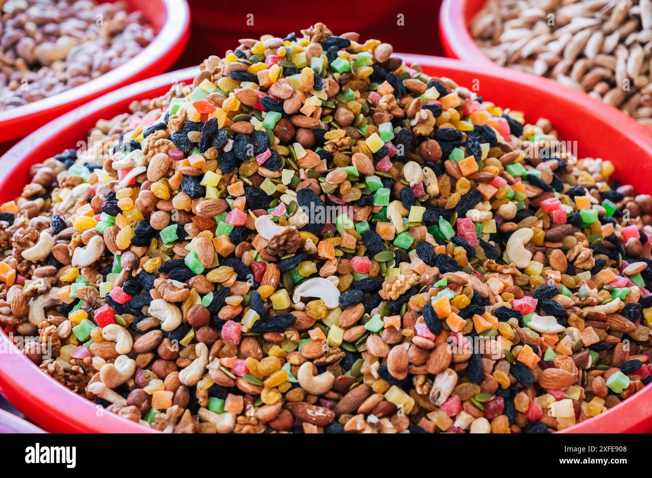 traditional Uzbek sweet mix of various varieties of nuts, dried fruits ...