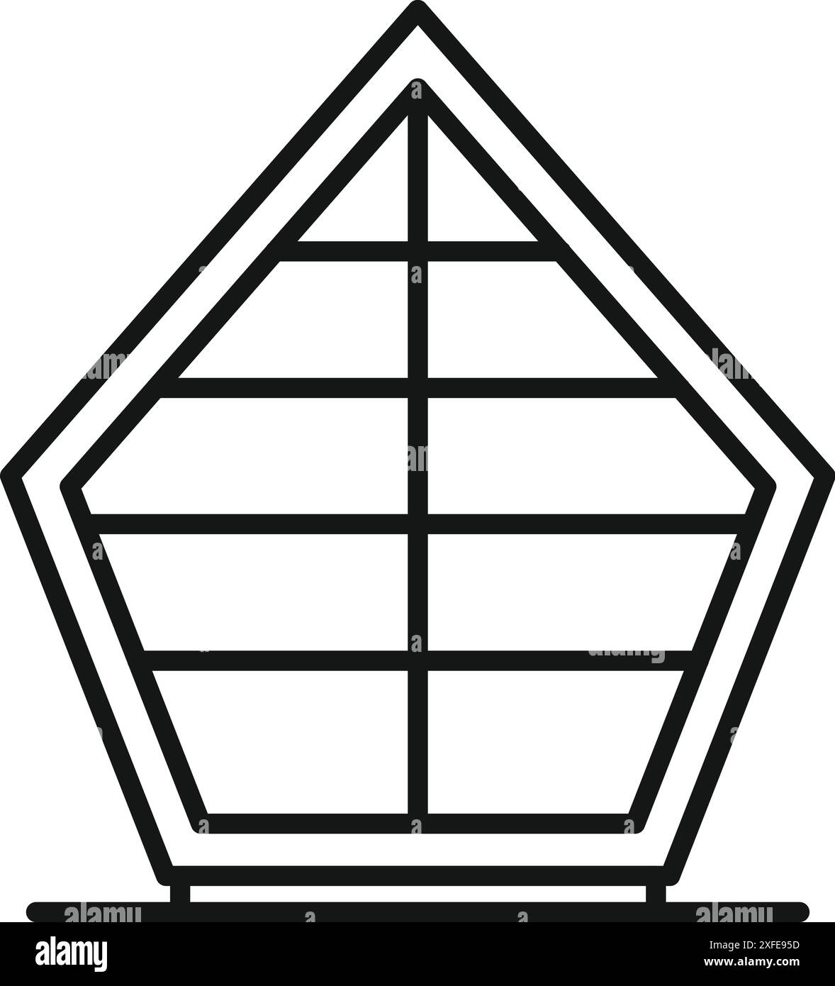 Simple line drawing of a modern greenhouse with a geometric shape ...