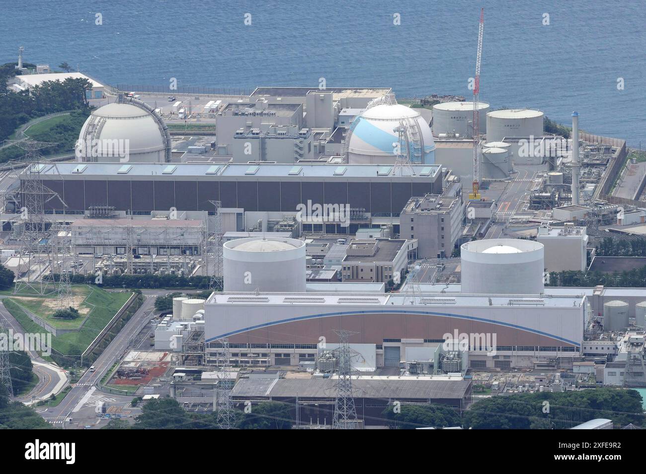 An aerial photo shows Genkai Nuclear Power Station in Genkai Town, Saga ...