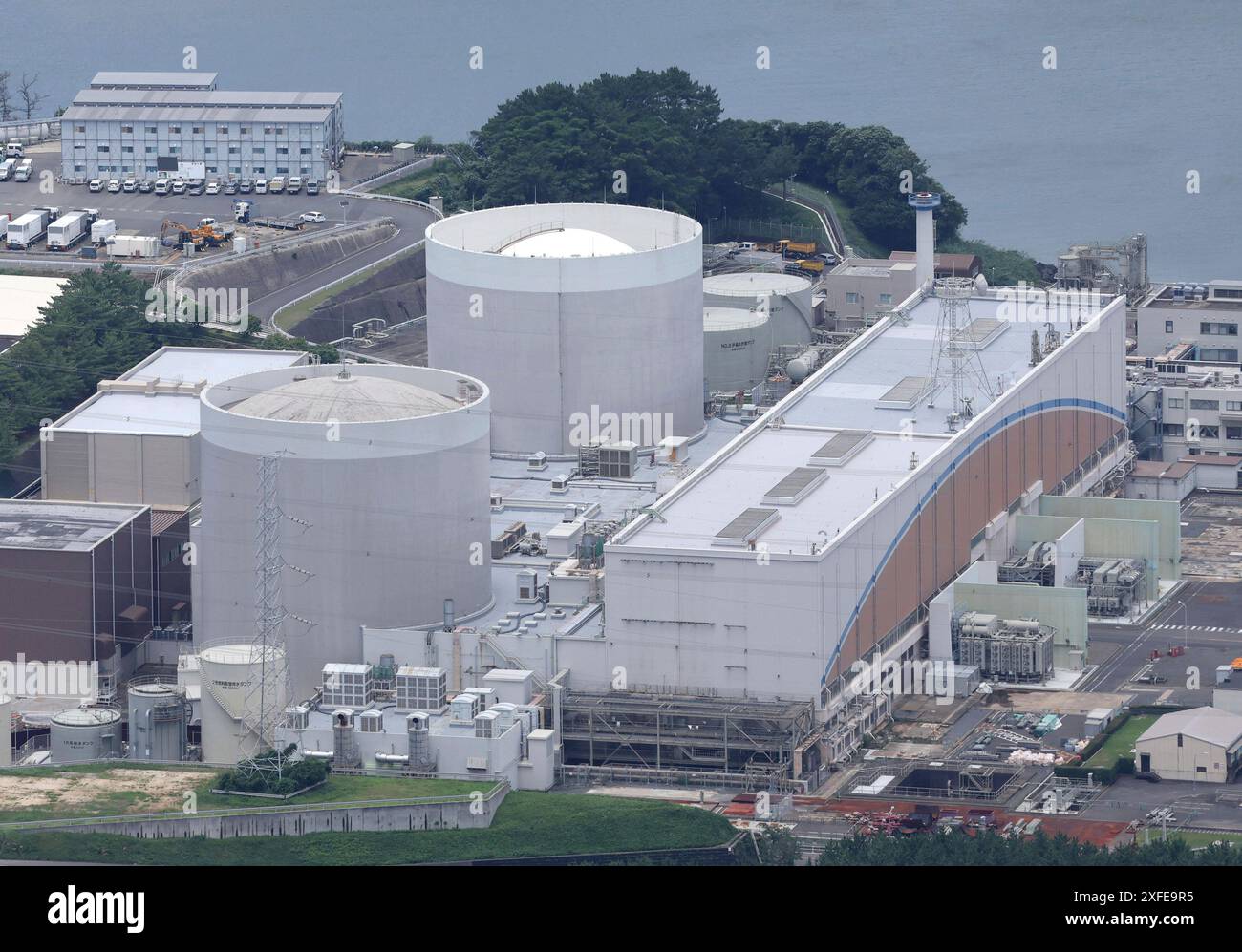 An aerial photo shows Unit 1 and 2 of Genkai Nuclear Power Station in ...