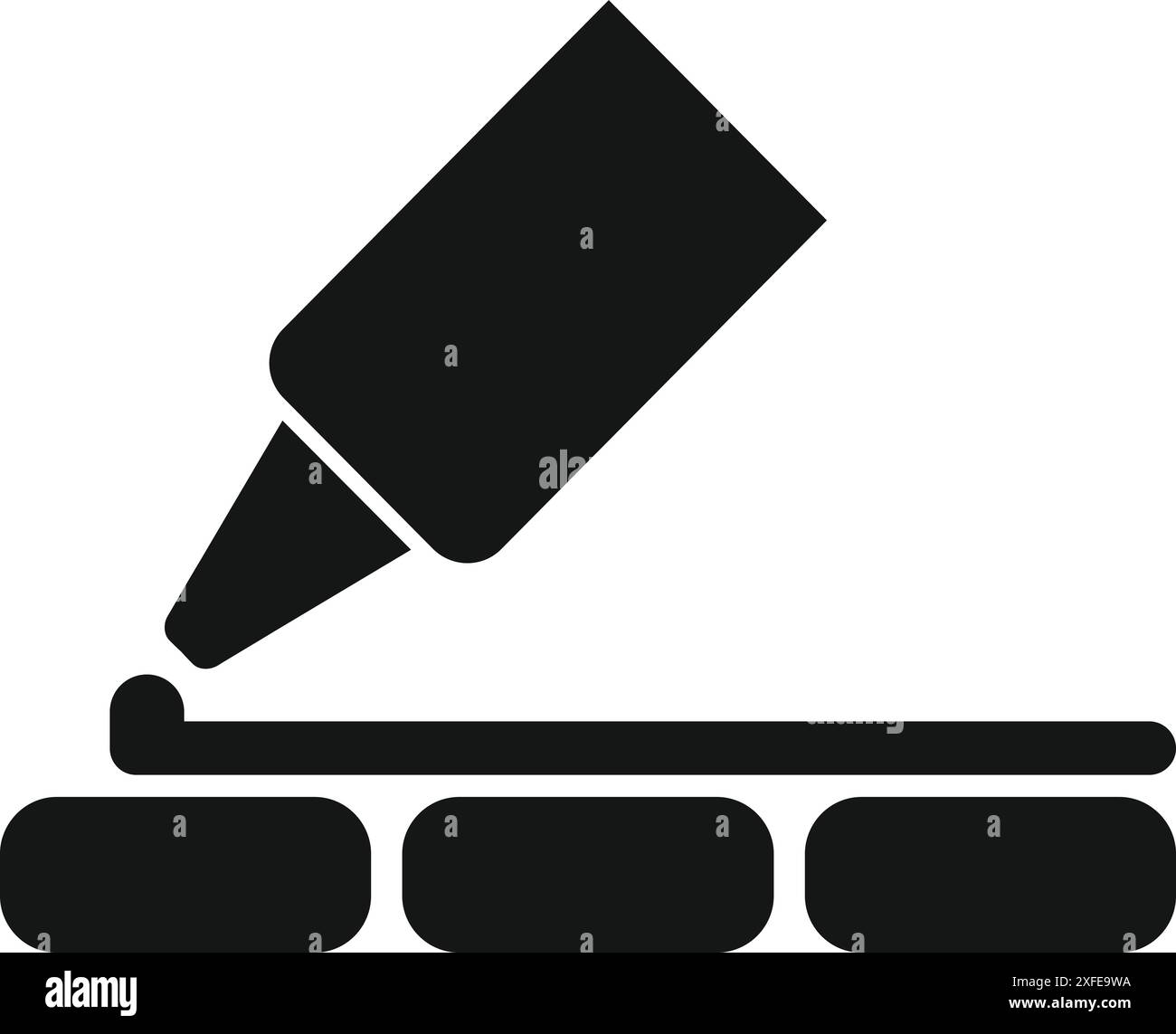 Black and white icon of a tube applying a line of glue, paste, or ...