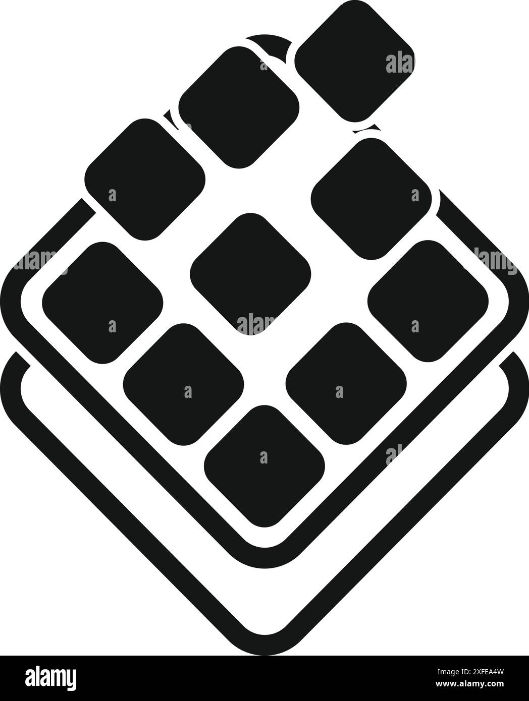 Black and white icon of a square waffle with syrup, perfect for ...