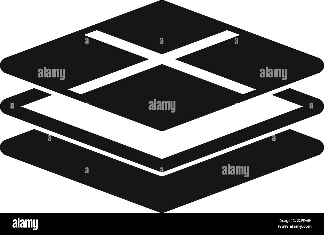 Black silhouette of three layers composing a floor tile, showing its ...