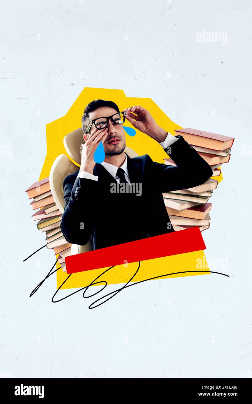 Composite trend artwork 3D sketch image photo collage of book pile ...