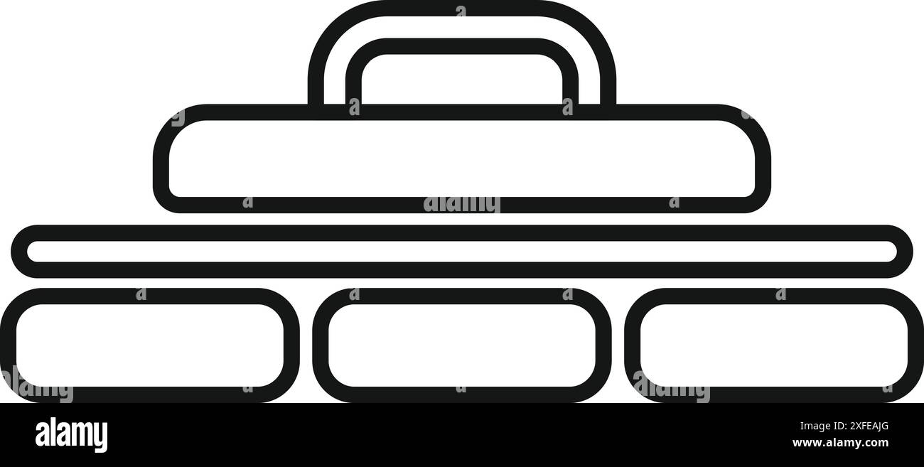 Curling stone sliding on ice rink, simple black outline icon Stock ...