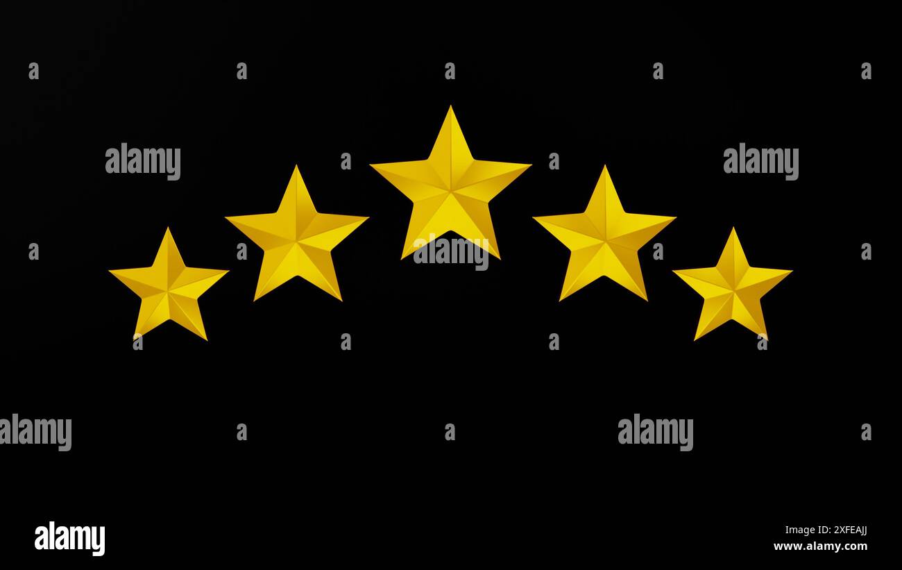 Five bright golden stars on a black background Stock Photo - Alamy