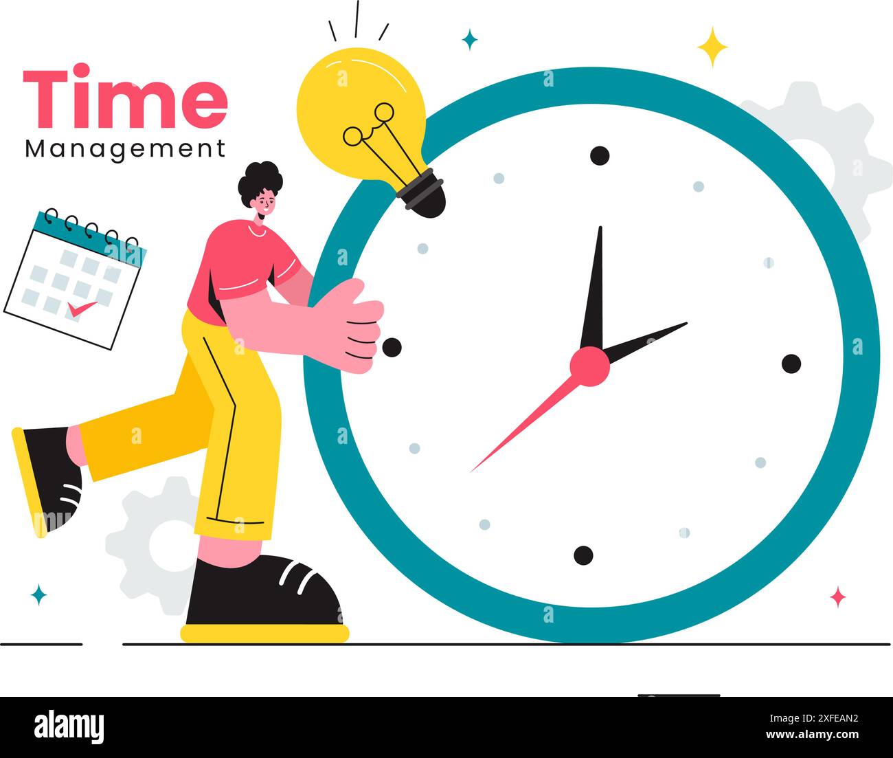 Vector Illustration of Time Management with Clock Controls and Task Planning, Training ...