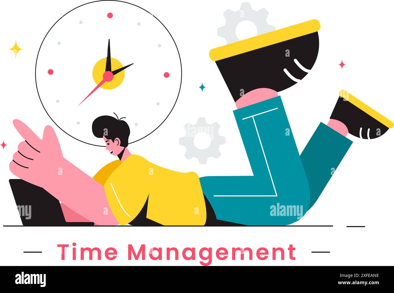 Vector Illustration of Time Management with Clock Controls and Task ...