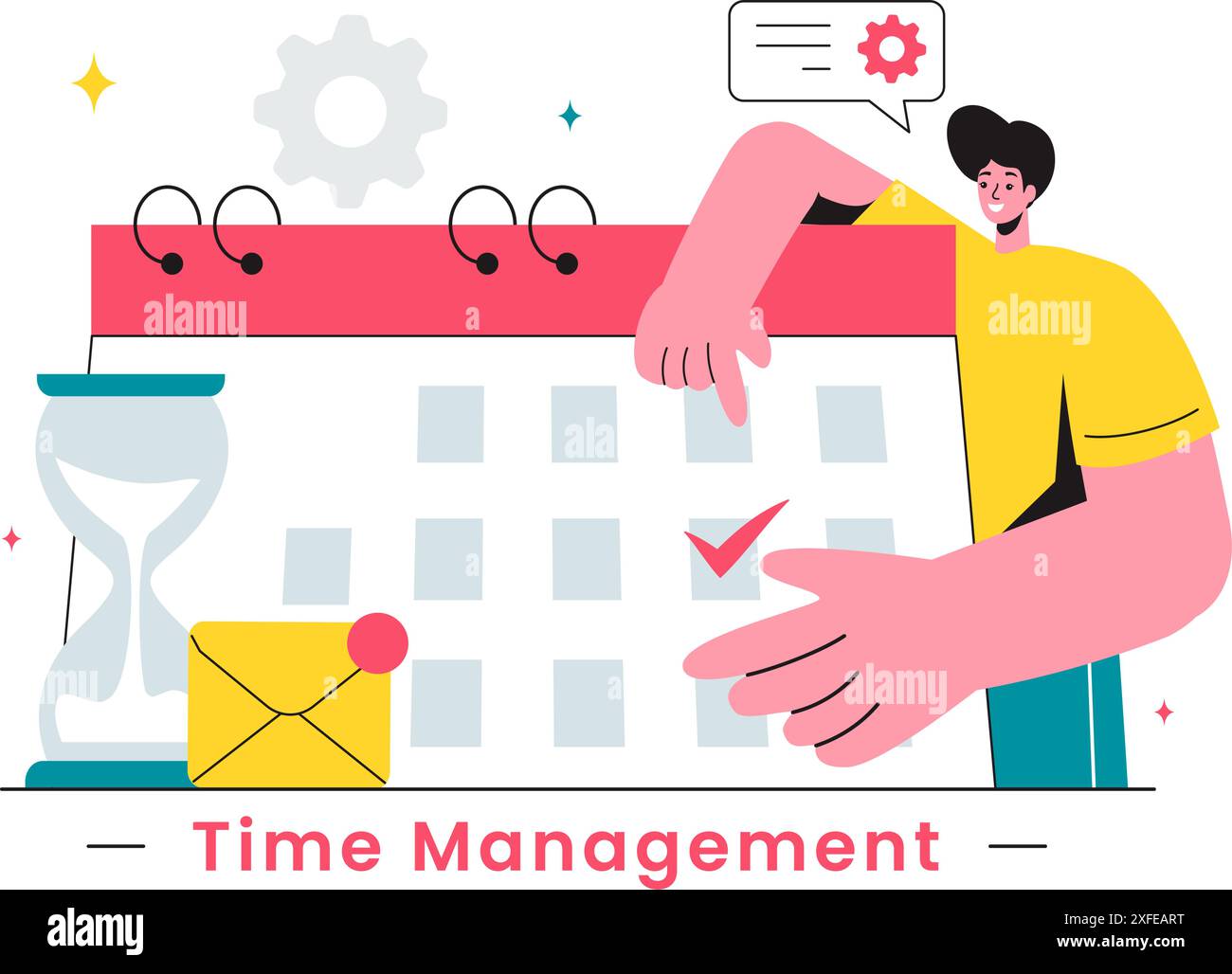Vector Illustration of Time Management with Clock Controls and Task Planning, Training ...
