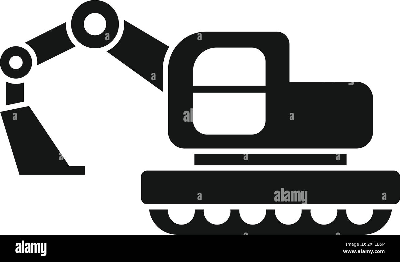 Excavator working on a building site construction icon in simple style ...