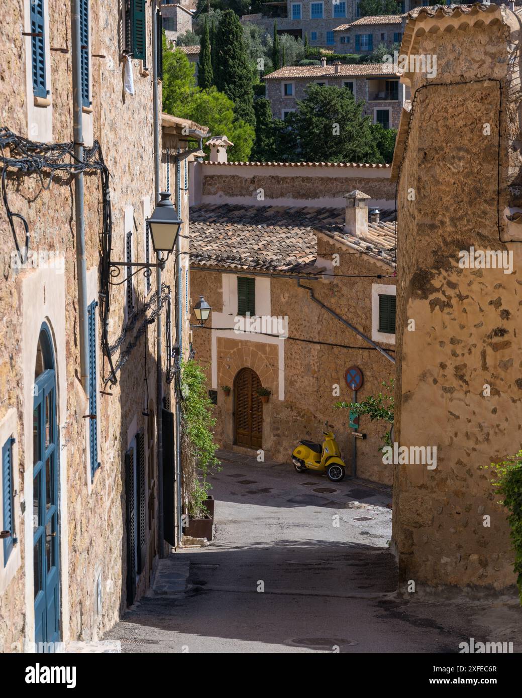 Stunning cityscape of the small coastal village Deia in Mallorca, Spain ...