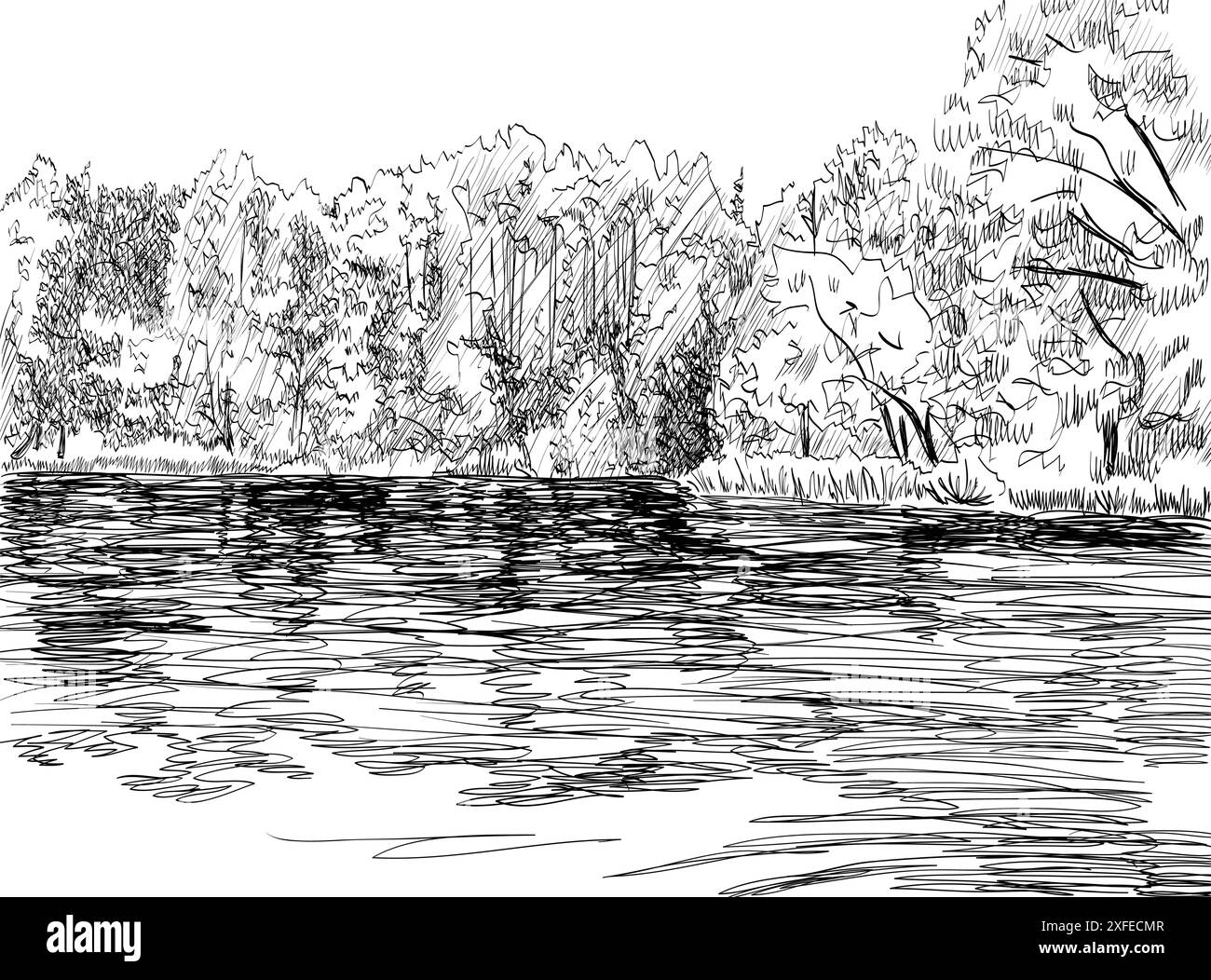 Forest river reflection Stock Vector Images - Alamy