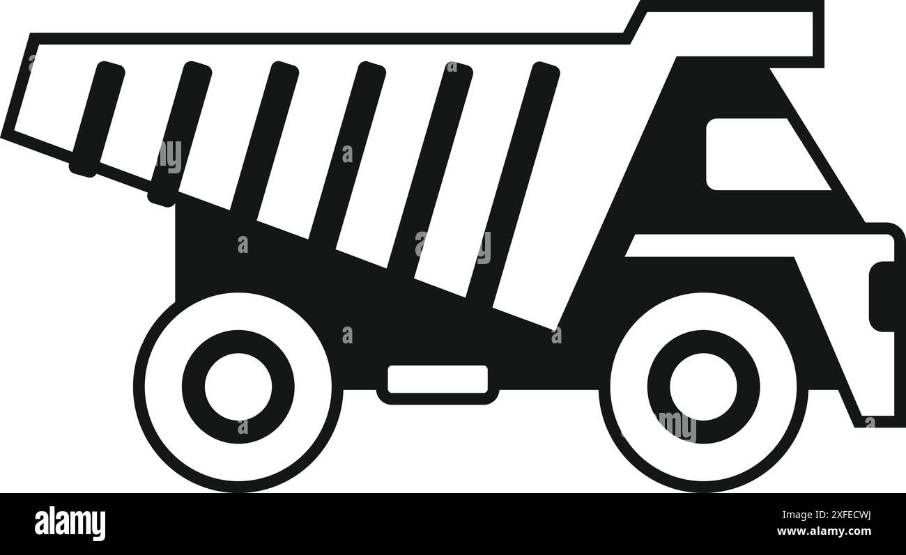 Simple icon of a mining dump truck transporting coal from the mine ...