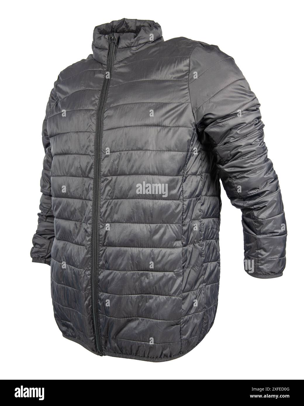 Men's black warm sport puffer jacket isolated on white background Stock ...