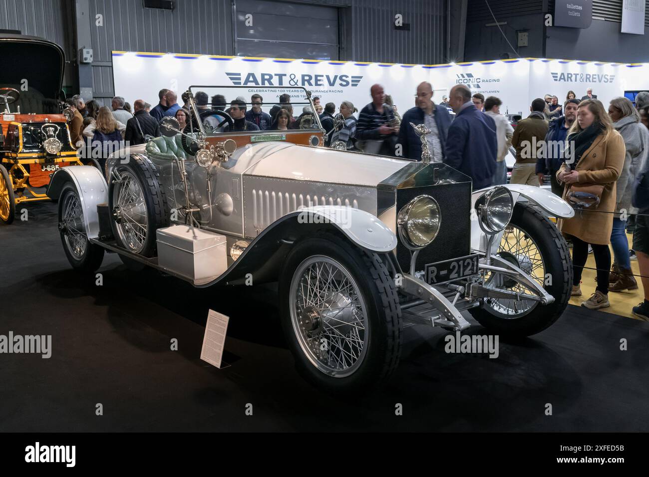 Paris, France - Rétromobile 2023. View on a white 1912 Rolls-Royce ...
