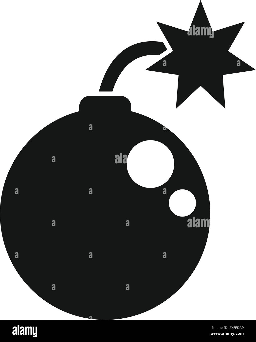 Black and white icon of a round bomb exploding with burning fuse Stock ...