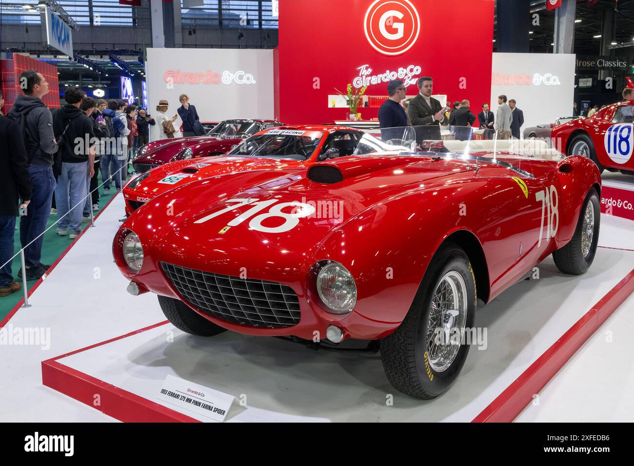 Paris, France - Rétromobile 2024. View on a red 1953 Ferrari 375 MM ...