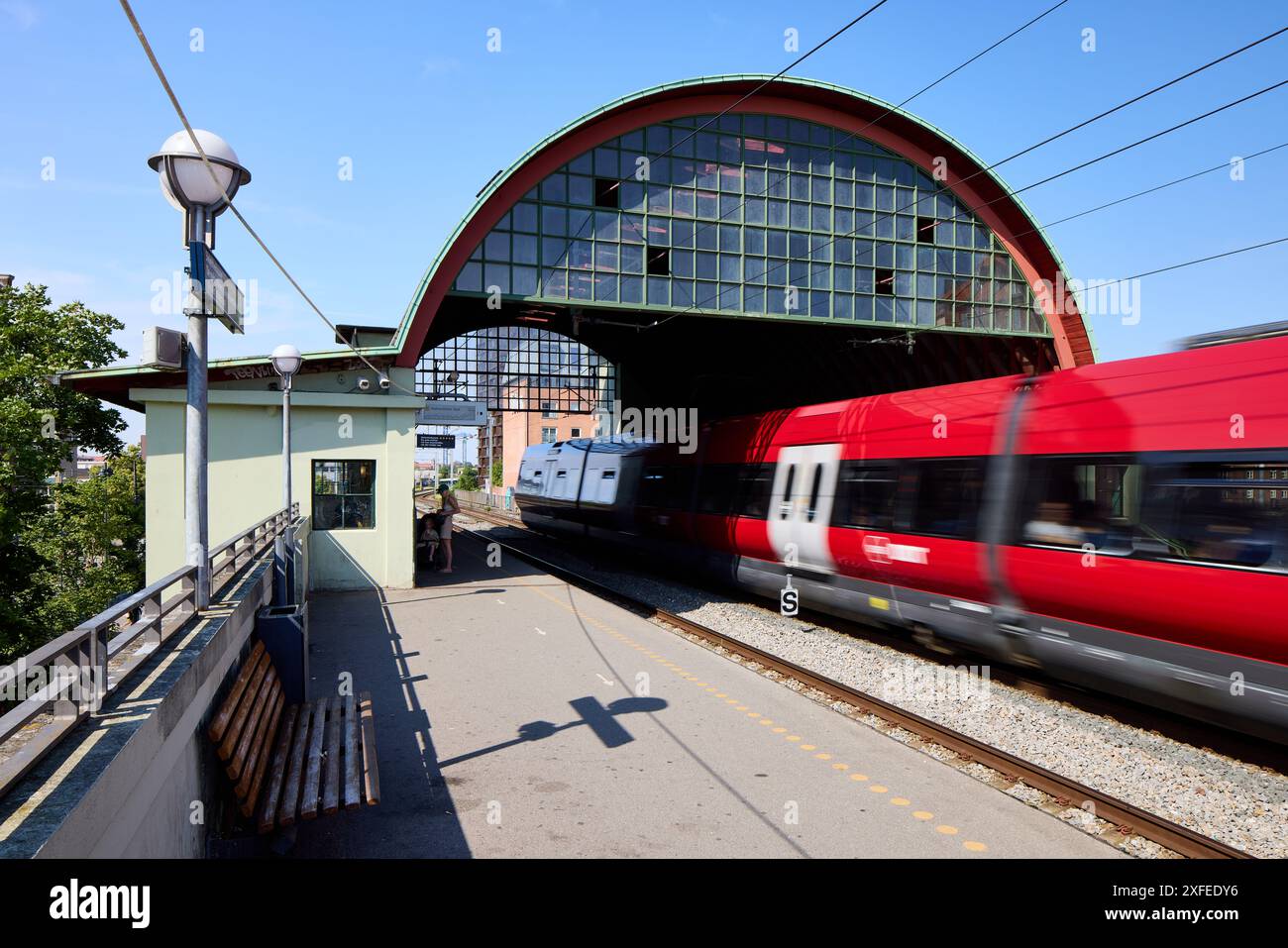S-train (S-tog) at Nørrebro Station; building designed by Knud ...