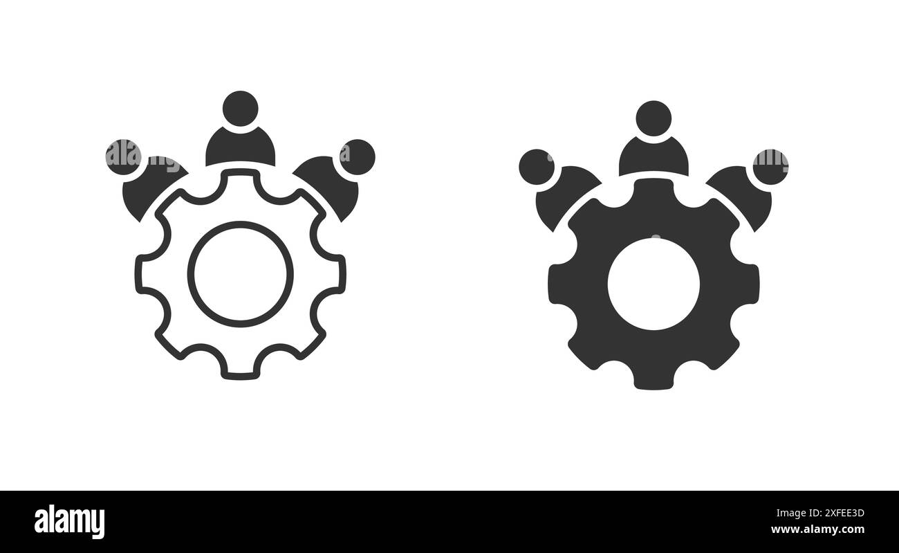 People and gear icon. Teamwork management sign. Business team. Flat vector illustration Stock ...
