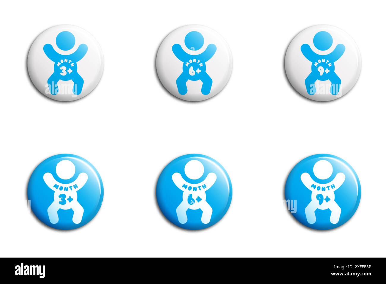 Baby's age icon. Child age symbols. Baby sign. 3, 6, 9 month. Flat ...