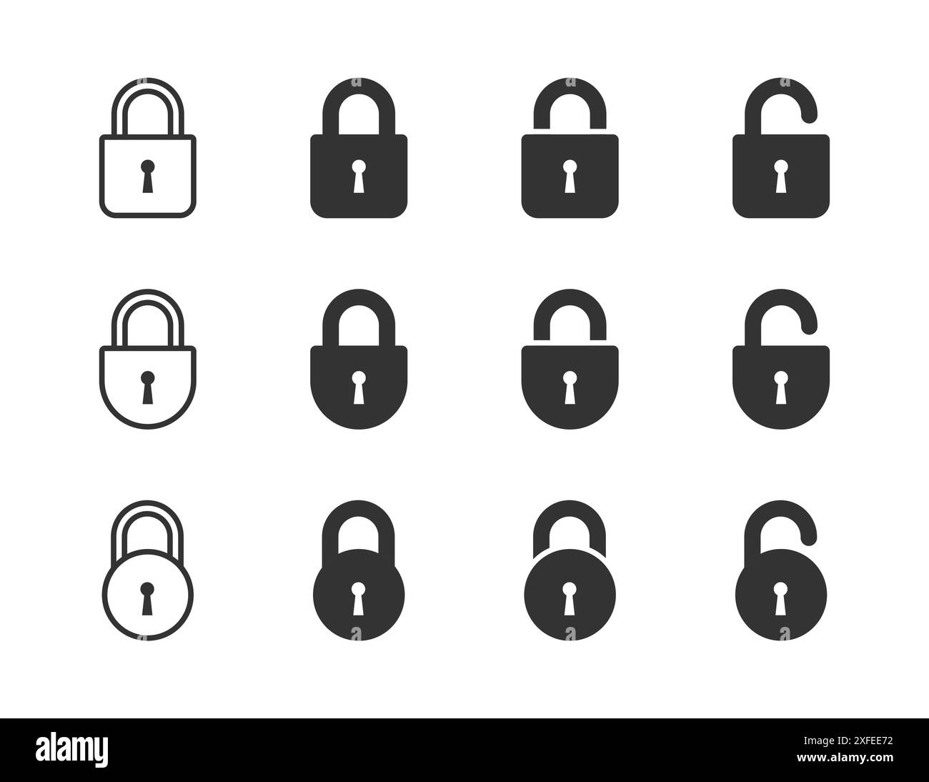 Lock icons set. Padlock symbol collection. Security symbol. Lock open ...