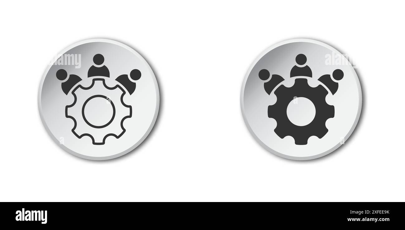 People and gear icon. Teamwork management sign. Business team. Flat ...
