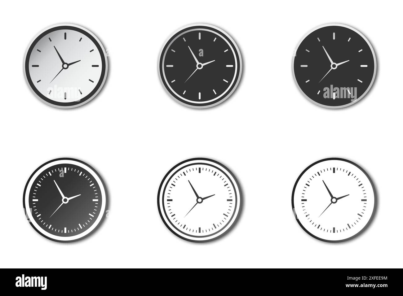 Time clock icon set. Watch collection. Vector illustration Stock Vector ...