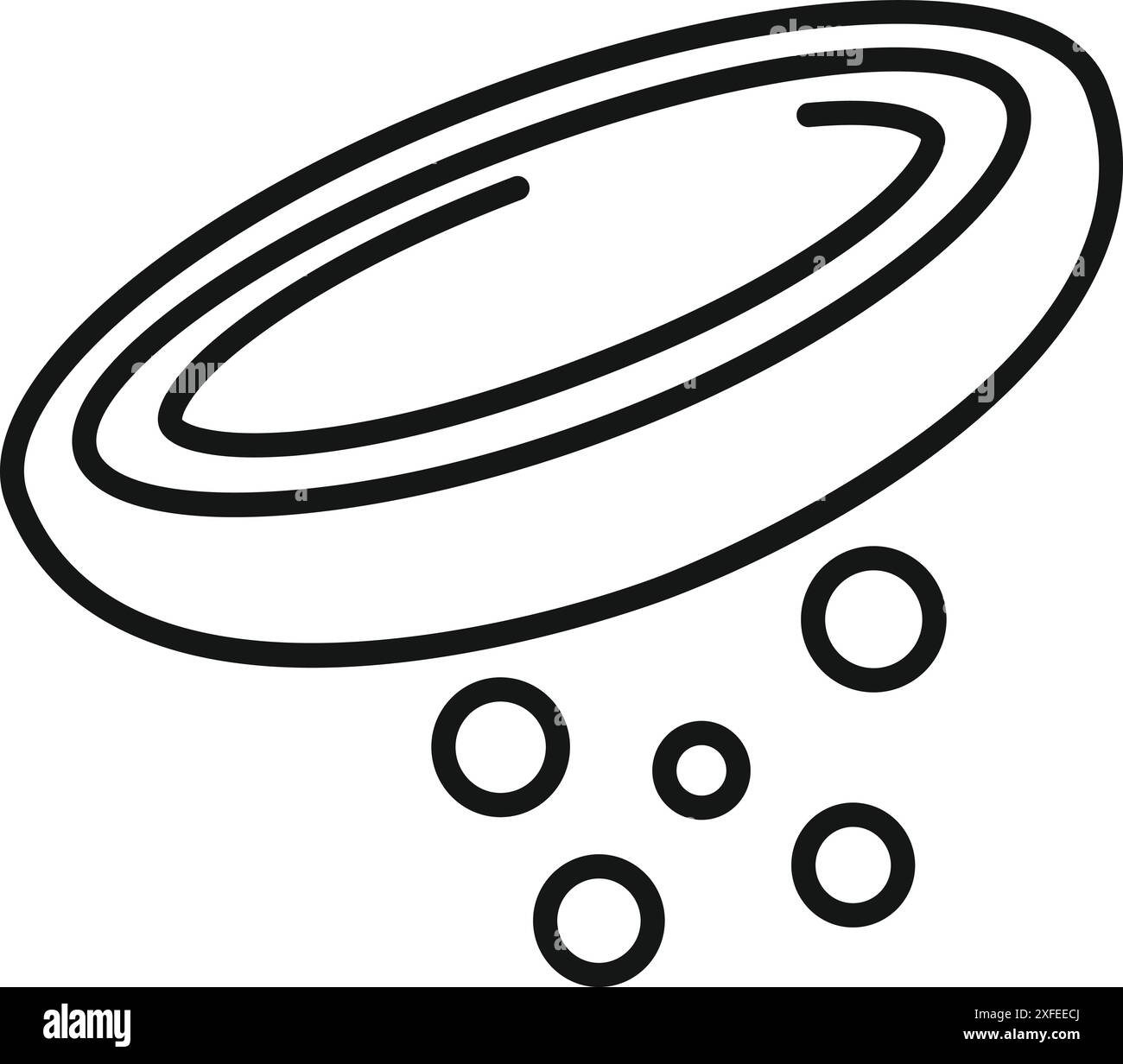 Line icon of a round effervescent tablet dissolving in water, creating ...
