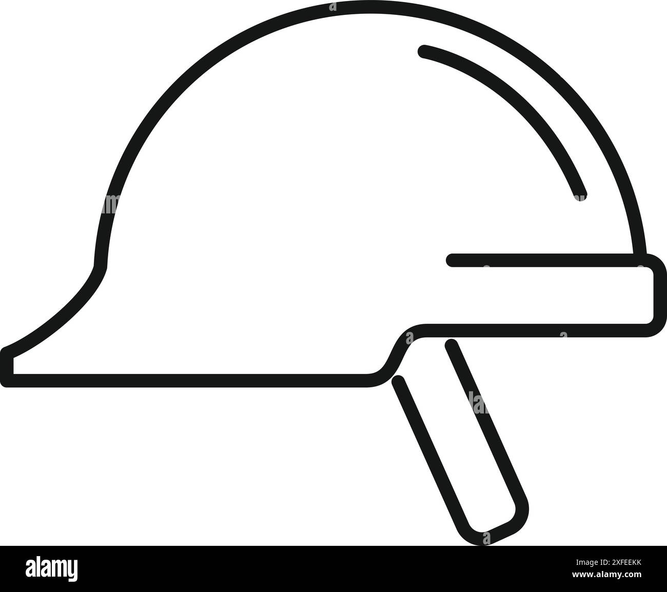 Simple black and white line drawing of a helmet protecting the head ...