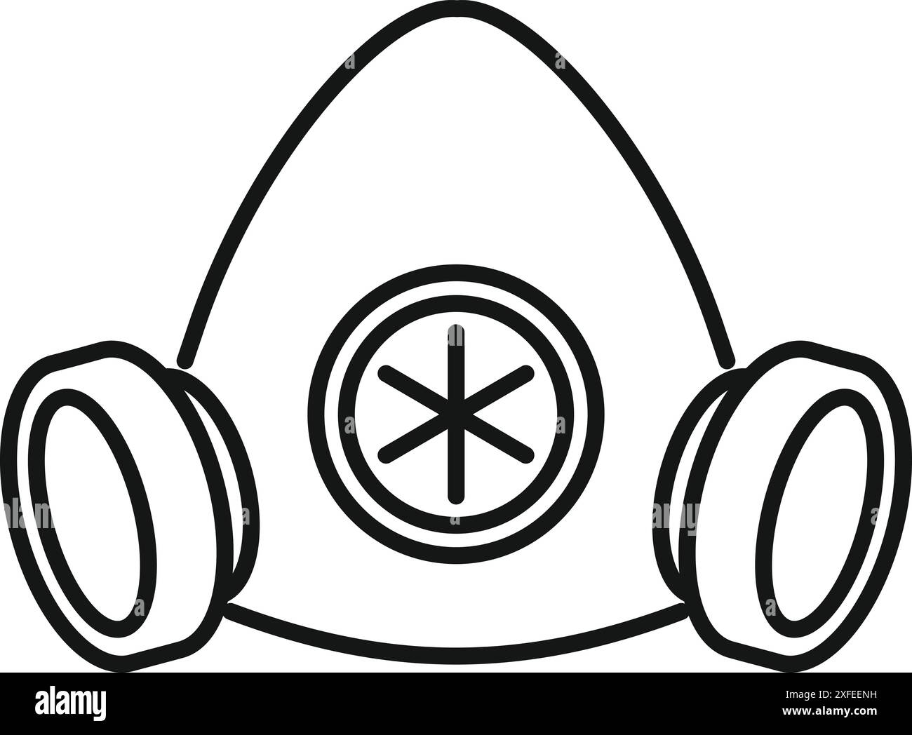 Line art icon of a respirator mask protecting from virus and pollution ...