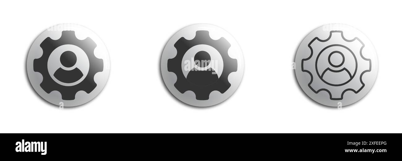 Man in gear icon. Man and cog sign. Flat vector illustration Stock ...