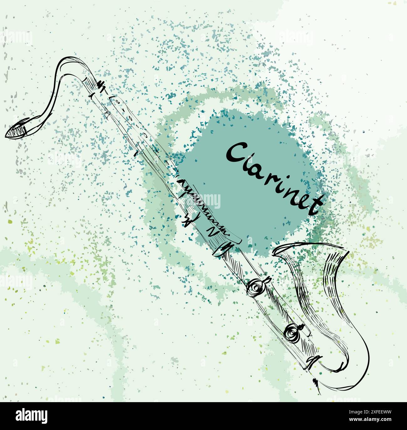 drawn illustration of a musical instrument clarinet Stock Vector Image ...