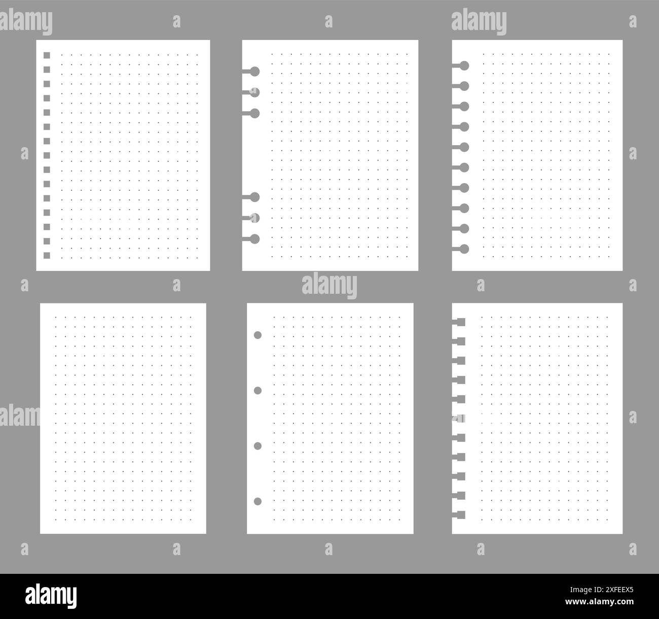 Set of notebook sheets isolated on gray background. Realistic white ...
