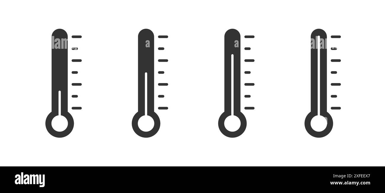 Thermometer icon set. Weather Sign. Temperature icon. Temperature scale symbol. Cold and hot ...