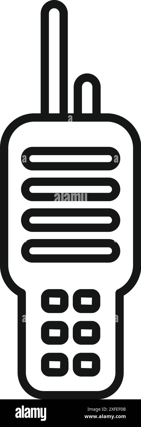 Simple line drawing of a walkie talkie, a portable radio communication ...