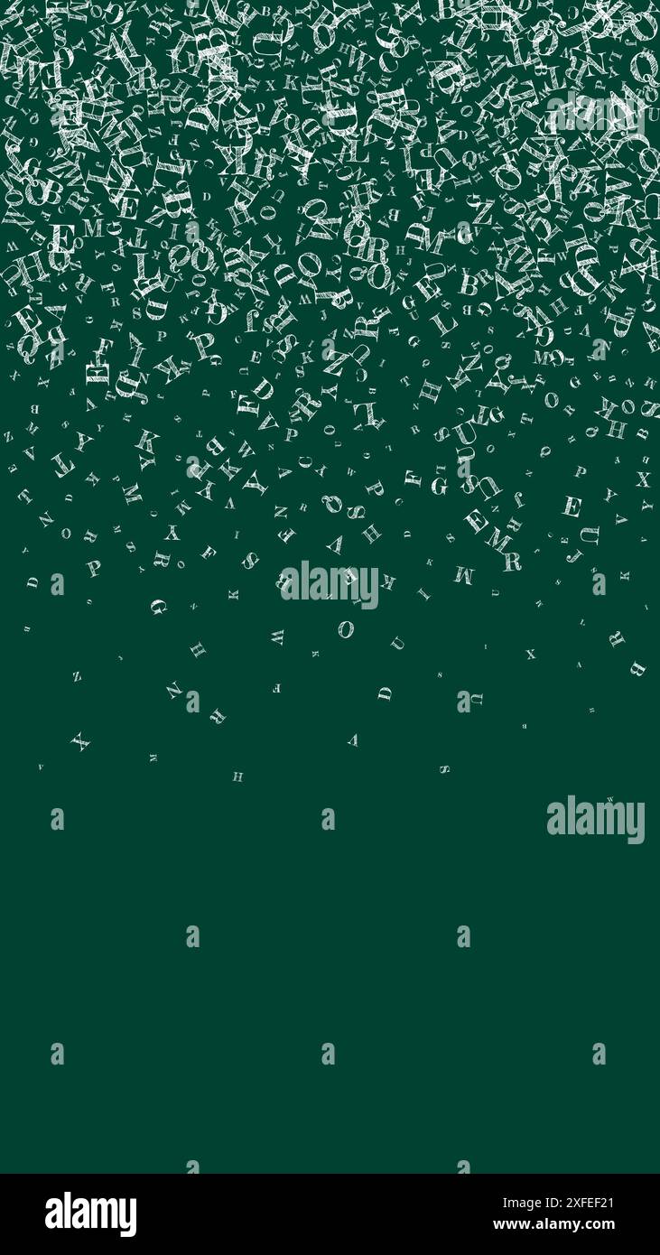 Concept of school background. White chalk falling letters of English ...