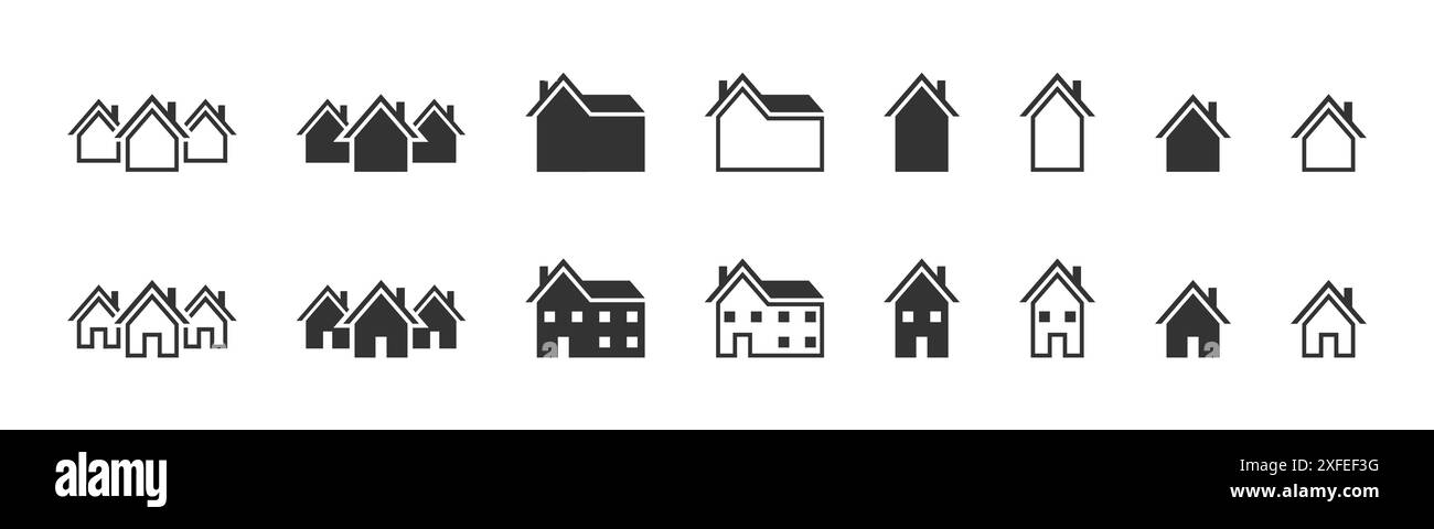 Home icon collection. House symbol set. Flat vector illustration Stock ...