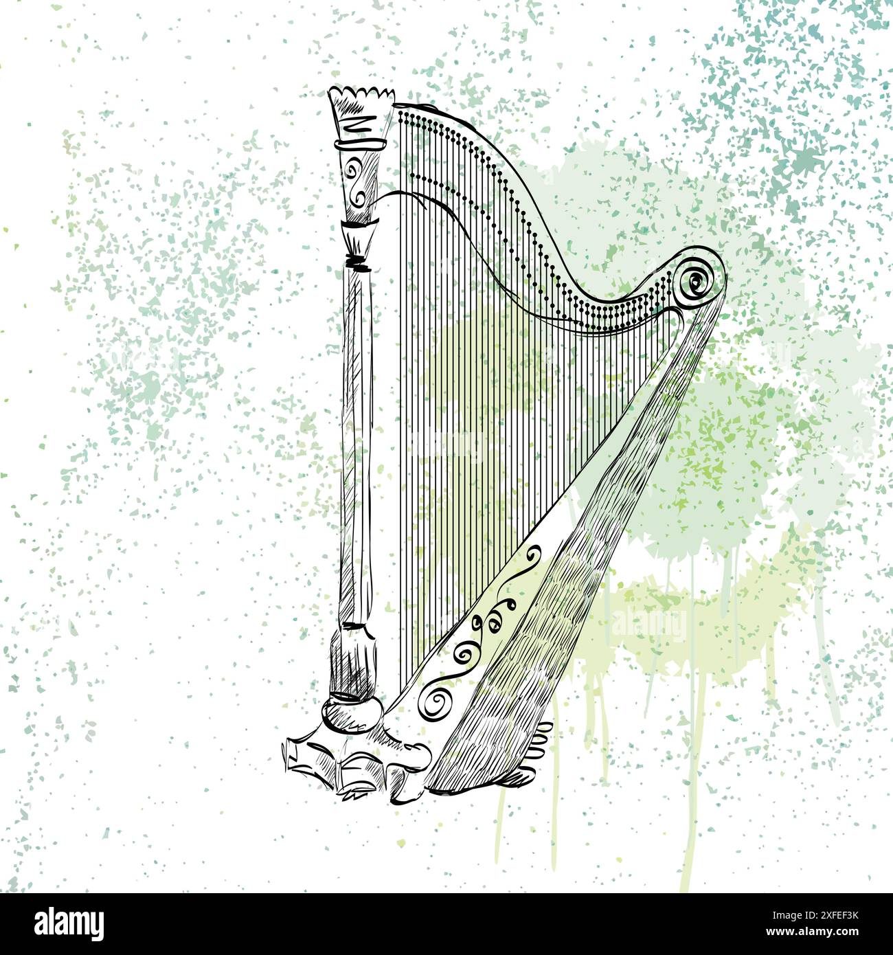 Hand drawn illustration of an ancient harp Stock Vector Image & Art - Alamy