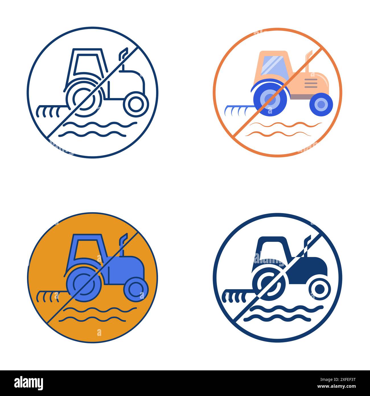 No tilling icon set in flat and line style. No-till farming. Decrease tillage. Vector ...