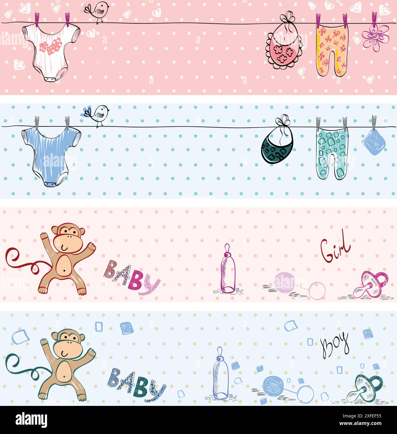 set of Babies banners. Hand drawn illustration Stock Vector Image & Art ...