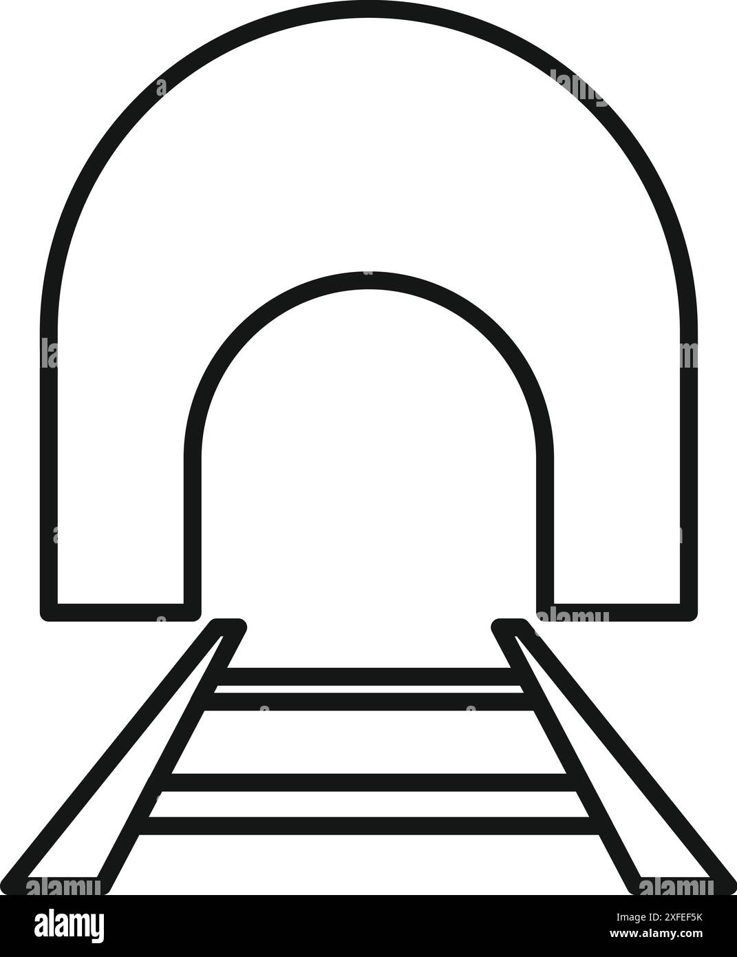 Simple line art icon of a train tunnel leading to a bright light Stock ...