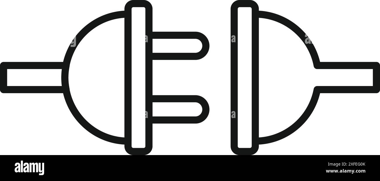 Minimal line art illustration of an electric plug being plugged into a ...