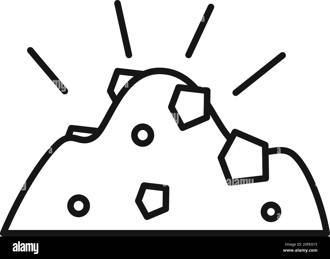 Black and white line drawing of a pile of ore showing valuable minerals ...