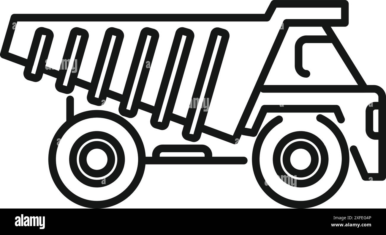 Mining dump truck carrying minerals icon outline, transportation symbol ...