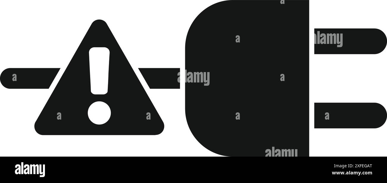 Black and white icon of an electric plug showing an exclamation point ...