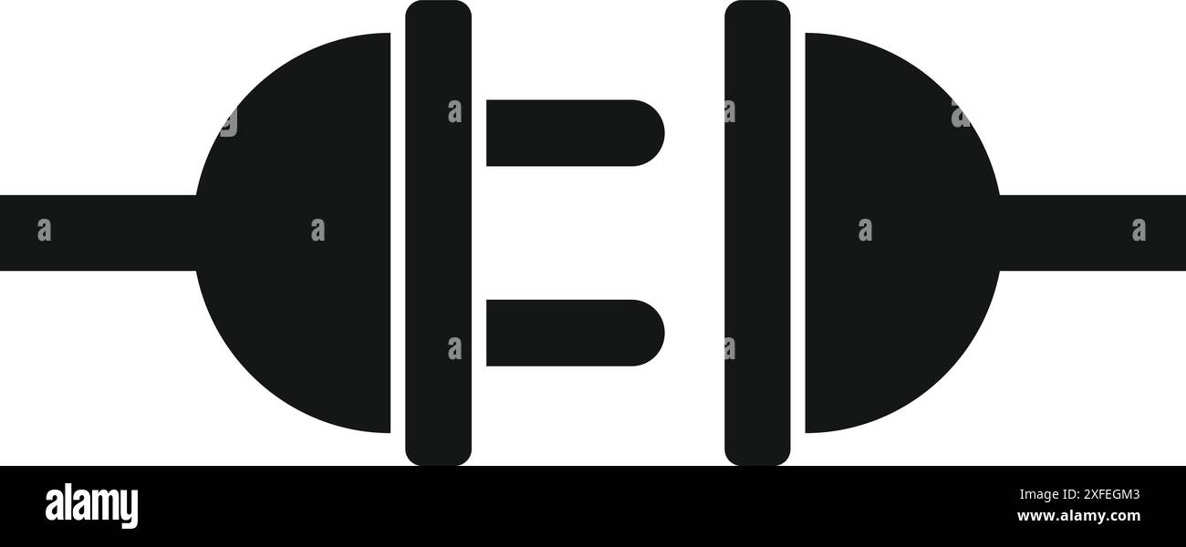 Black silhouette icon of an electric plug and socket being connected ...