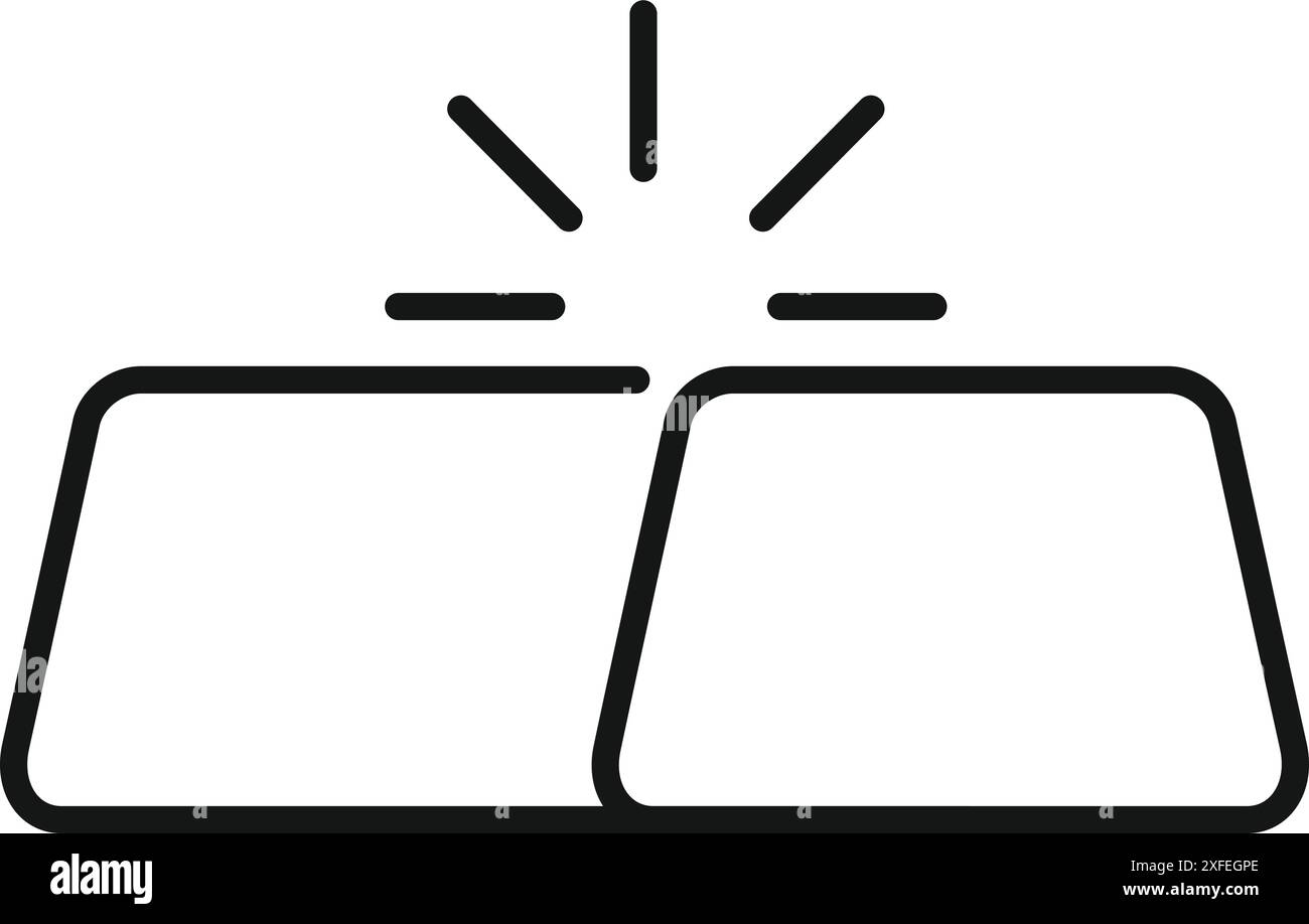Line icon of two gold bars separating, representing a breaking market ...